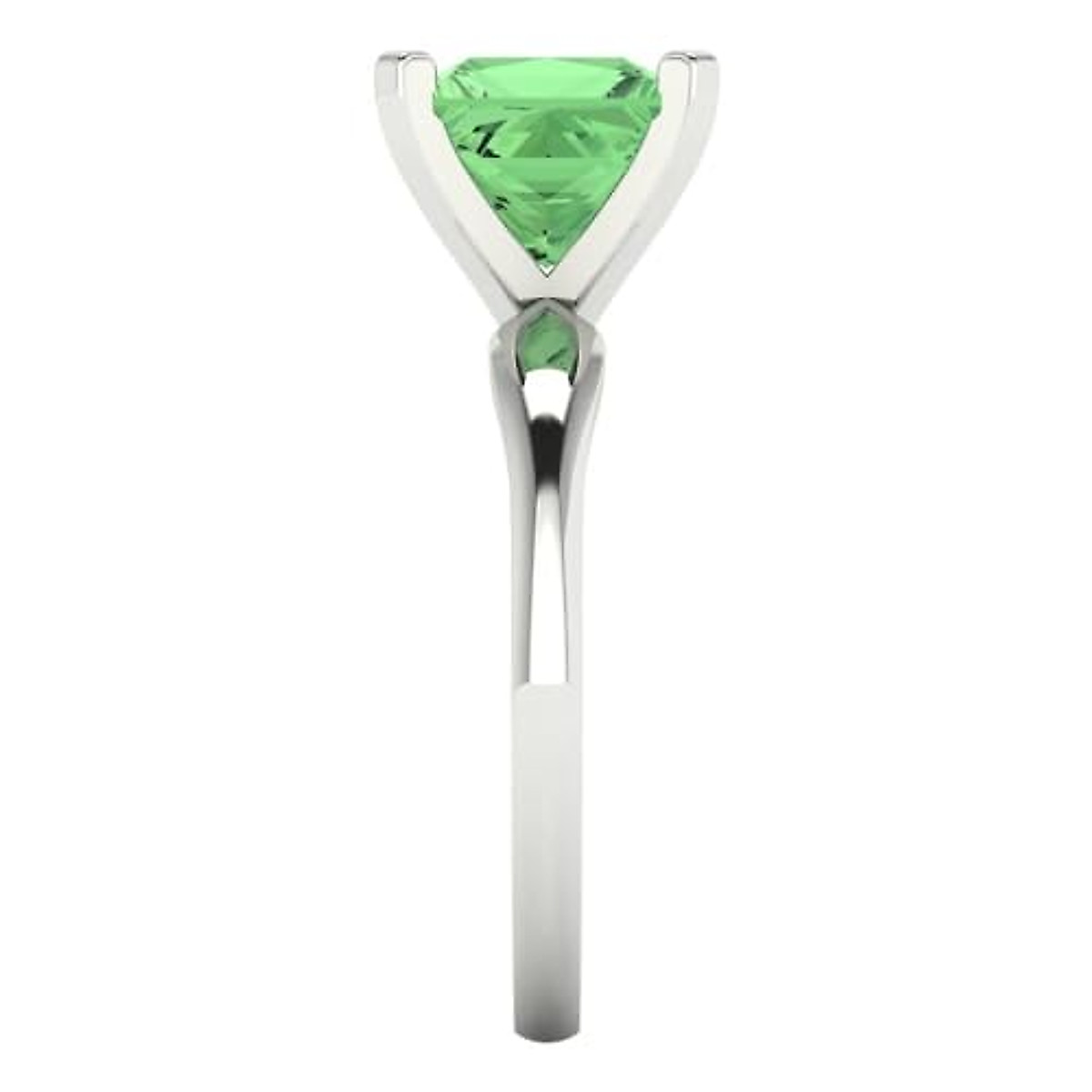 Clara Pucci 2.50ct Princess Cut Solitaire Green Simulated Diamond Engagement Bridal Promise Anniversary Ring 18K White Gold 7.5