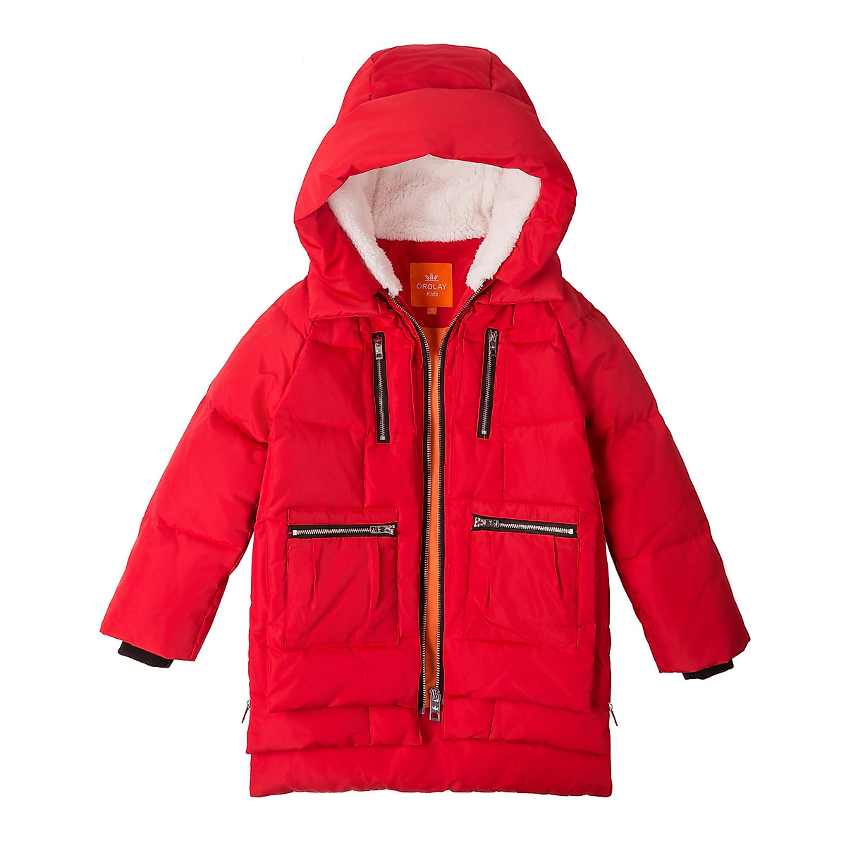 Orolay Children Hooded Down Coat Girl's Quilted Puffer Jacket Boy's Winter Jackets Red 120CM