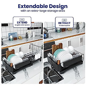 JOPSTDI Drying Rack,Dish Rack,Kitchen Dish Rack,Drying Rack for Kitchen Sink,Dish Drying Rack for Kitchen Counter,Dish Drying Rack,Expandable Dish Drying Rack,Food Grade Stainless Steel Dish Rack