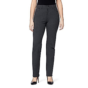 Gloria Vanderbilt Women's Plus Size Amanda Ponte High Rise Knit Pant, Heather Grey