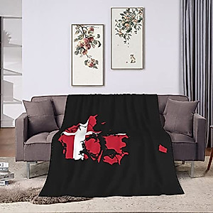 LIICHEES Anti-Pilling Denmark Terrain Map Blanket 60"x50" Inches Soft and Comfortable Flannel Throw Blanket