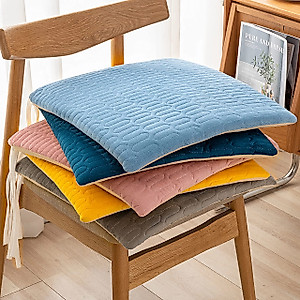 Dining Chair Pads Breathable Memory Foam Non-Slip 17.7" x 17.7" x 1.4" Home Kitchen Office Square Seat Cushions with Ties and Machine Washable Covers (4,Blue)