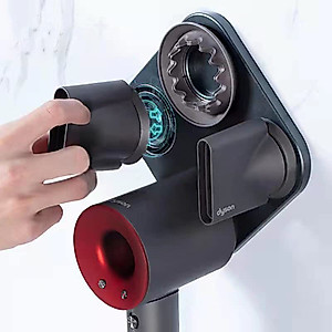 Wall Mount Holder for Dyson Hair Dryer,Magnetic Wall Bracket Frame for Dyson Supersonic Hair Blow Dryer,Accessories Organizer Storage Bracket Rack Fits Curler Diffuser,Nozzles and Power Cable(Black)