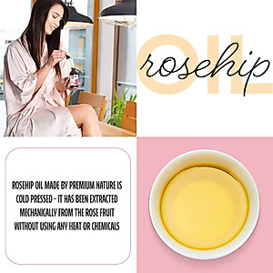 Premium Nature Rosehip Oil For Face Oil for Women, Rosehip Seed Oil Pure Cold Pressed Unrefined Oil For Hair and Nails Skin Care Moisturizer, Rose Hips Face Oils and Serums 4oz