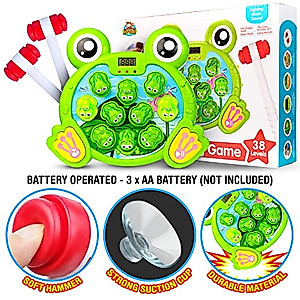 CifToys Interactive Whack a Frog Game for Kids Ages 3, 4, 5, 6, 7, 8 Years Old Boys Girls, Fun Learning Gift for Toddlers, 2 Early Developmental Toy Hammers Included