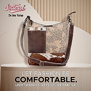 SIXTEASE Womens Shoulder Bag Vintage Style Shoulder Bags for Women - Made with Genuine Leather, Upcycled Canvas, or Hair On - Handmade, Adjustable Strap, Brass and Zinc Hardware - Style Bites