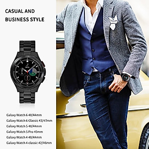 GOLDTOLUCK Compatible with Samsung Galaxy Watch 7 6 5 4 FE Band Ultra Pro Classic 43mm 47mm 45mm 40mm 44mm 42mm 46mm No Gap Classy Elegant Casual Men Women Metal Business Stainless Steel