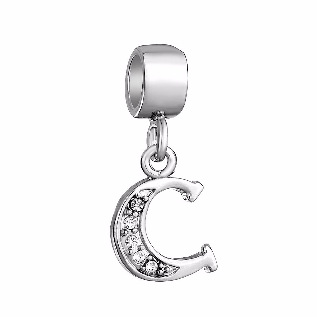 Q&Locket Letter A-Z Charms 925 Sterling Silver Dangle Alphabet Initial Bead for Bracelet (C)