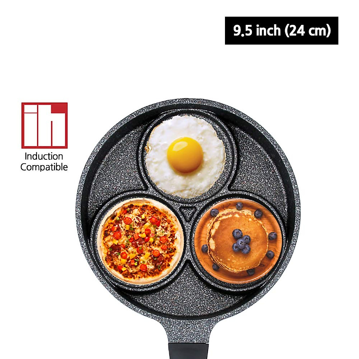 UPIT 3-Cup Egg Frying Pan for Induction Stovetop, Nonstick Coating Aluminum Egg Cooker Pan