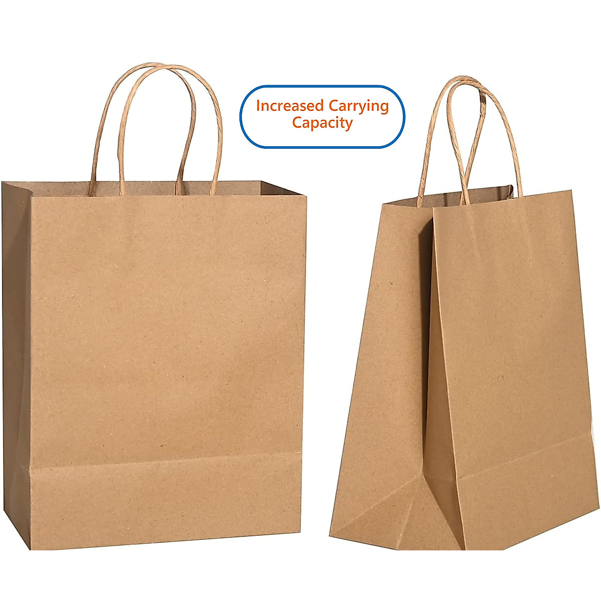 57 Lb Large Kraft Paper Grocery Bags with Handles - 50 Count 12 x 17 x 7 - Durable, Reusable & Eco-Friendly Shopping Bags, Brown Kraft Take-Out Bags for Retail, To-Go, Any Occasion (50, With Handles)