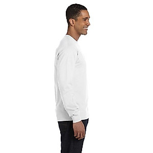 Hanes Men's Essentials Long Sleeve T-shirt Value Pack (2-pack), White,Large