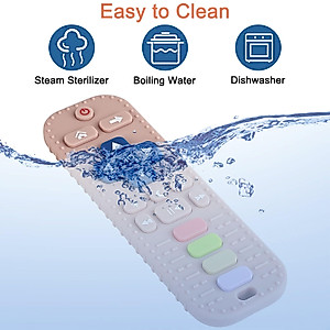 AIZIXIN Soft Silicone Baby Teething Toys,TV Remote Control Shape Teething Toys for Babies 3-24 Months, BPA Free Baby Teethers Relief Soothe Toys, Baby Chew Toys for Toddlers Boy Girl(Pink)