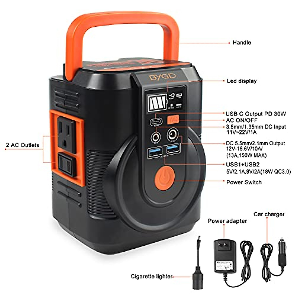 111Wh/30000mAh Portable Power Station, Camping Solar Generator Power Bank with AC Outlet 2USB Ports for CPAP Outdoors Tent Camping RV Fishing Home Laptop Emergency Backup