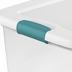 Sterilite 56 Quart Latching Stackable Under Bed or Closet Storage Box Container Bins with Secure Lid and Wheels, Clear (12 Pack)