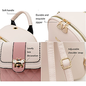 RUISUER Backpack Purse for Teen Girls Mini Backpack for Women Cute PU Leather Bookbag Small Shoulder Bag Handbag White