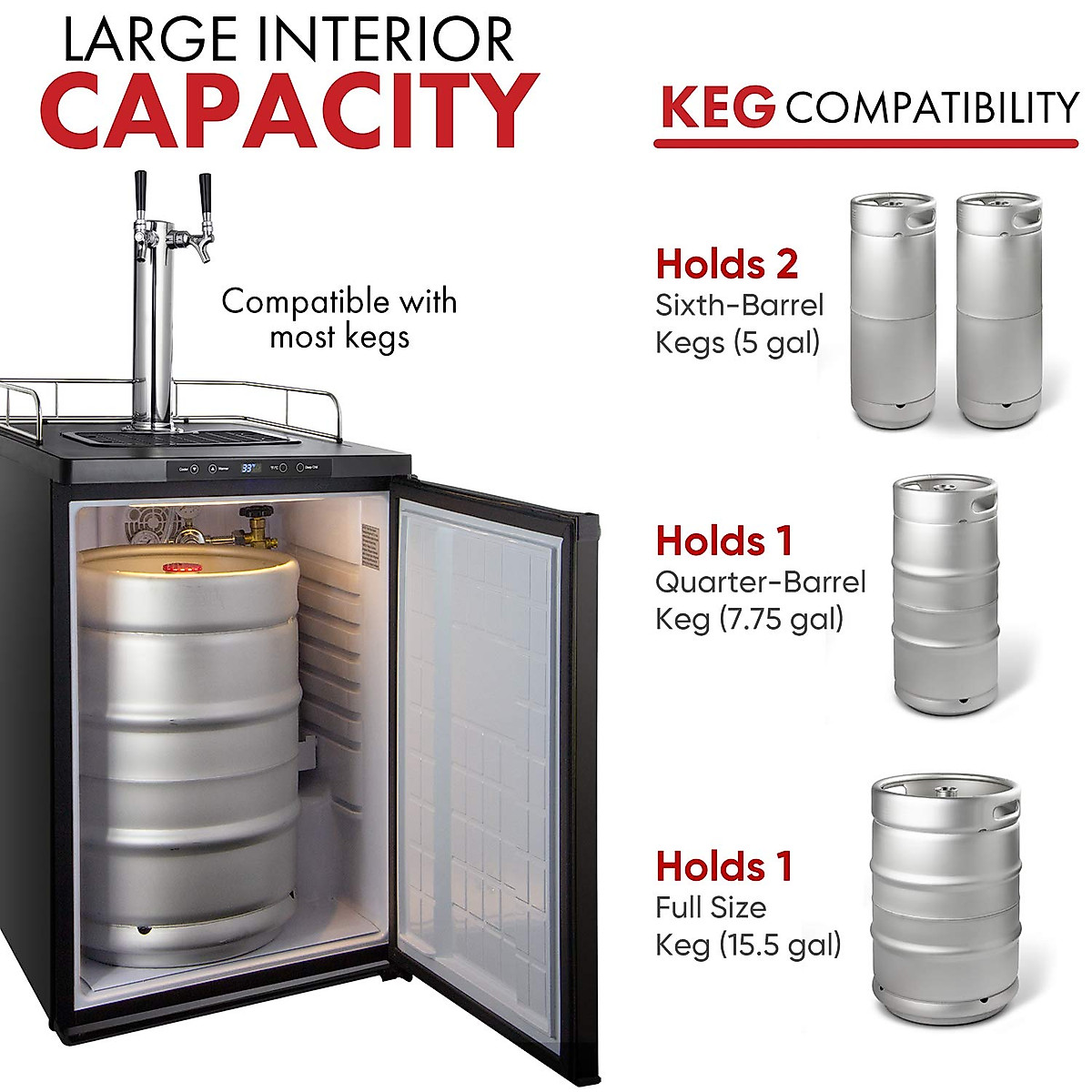Kegco K309SS-2 24" Wide Homebrew Dual Tap Stainless Steel Digital Kegerator