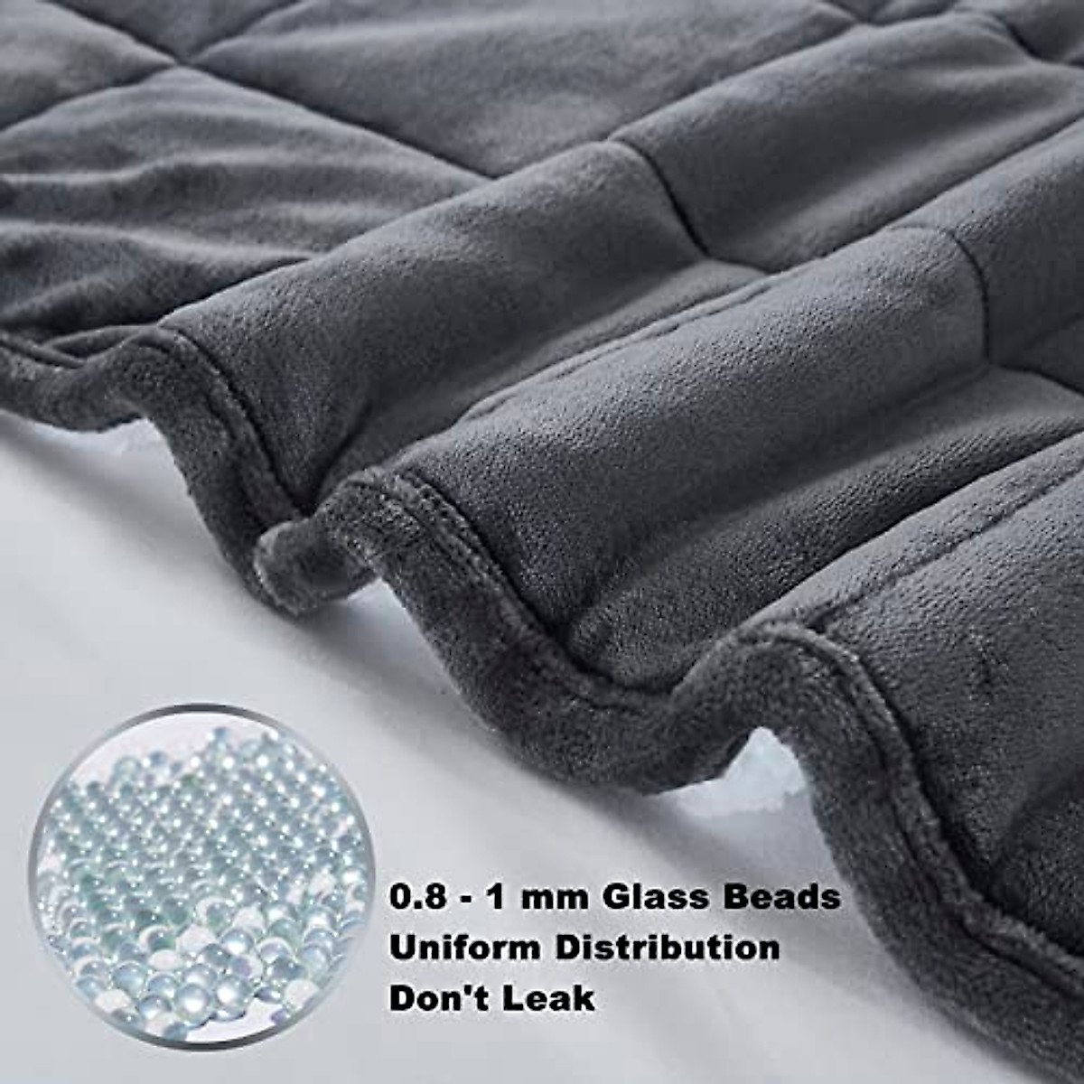 HOSUKKO Weighted Blanket - Grey 60"x80" 20lbs Flannel Sherpa Breathable Soft Warm Thick Heavy Blanket with Premium 0.8mm Glass Beads Big Winter Blanket Throw for Adult