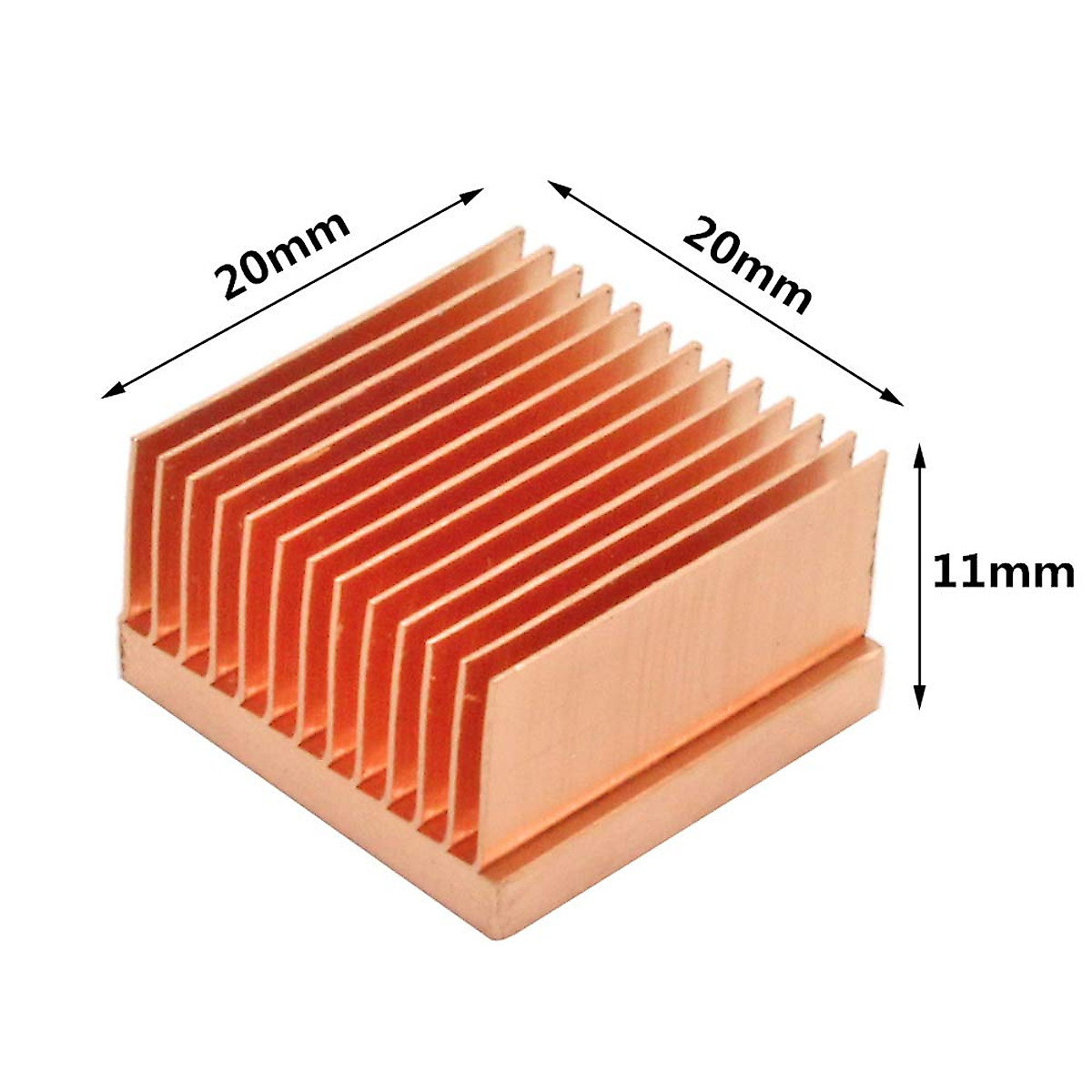 Pure Copper Heatsink 20x20x11mm / 0.79x0.79x0.43 inches for Electronic Chip Cooling
