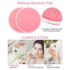 PGRODE 5Pcs Black Sponge Spa Headband for Women Face Washing, Makeup Headband and Wristband Set Come with 2 Reusable Makeup Remover Pads for Washing Face (Black)