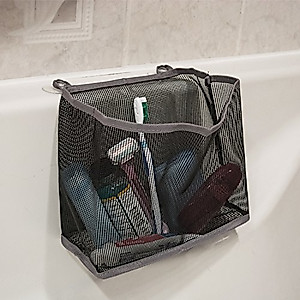 DII Bathroom Mesh Caddy Suction Organizer, Medium Set, Gray 2 Piece