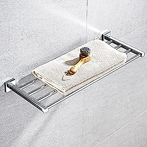 YDYFC Copper Bathroom Towel Rails Shelf, Wall Mounted 4-rods Storage Shelves, Kitchen Dish Cloths Hanger, 9 Sizes 30cm-80cm, Chrome (Size : 15.7inch(40cm))