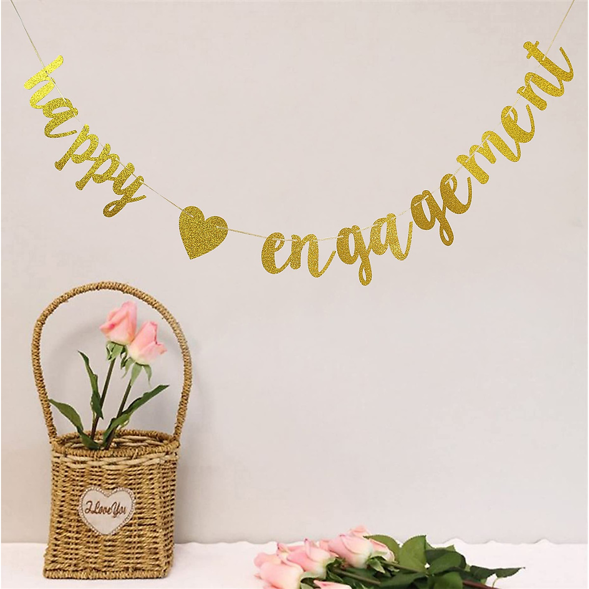 YaFeiDa Happy Engagement Banner Future Mr & Mrs Banner for Engagement Bridal Shower Bride and Groom Party Decorations Pre-Strung Sign (Gold) (SKA-NB024)