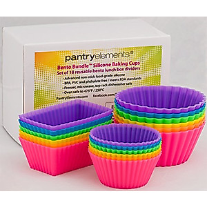 Silicone Baking Cups Bento Variety Bundle, Set of 18 Reusable Silicone Cupcake Liners for Baking, Lunch Box Dividers, Nonstick Silicone Muffin Cups, Silicone Cupcake Molds for Baking and Bento Box