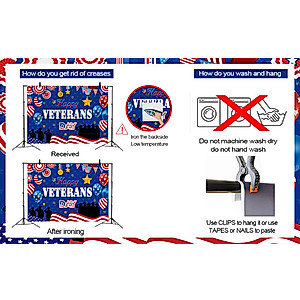 Happy Veterans Day Backdrop Thank You Veterans Background American Medal Striped Flag Patriotic Soldier Outdoor Indoor Home Party Banner Decorations Supplies 7x5FT