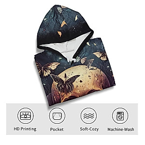 TiwBski Men's Novelty Skull Print Hoodies Sweatshirt Pullover with Pocket,Brown,XL