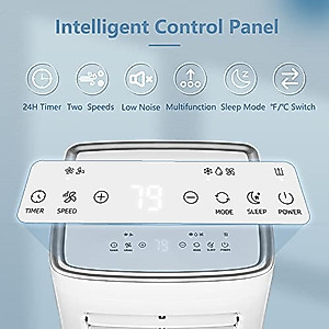 EUHOMY Portable Air Conditioner 8000 BTU 3-1 Floor Air Conditioners Cooling Quiet AC Unit for Room with Window Installation Kit with Remote Control for 250 sq. ft. Roomt,White