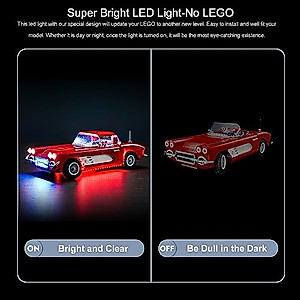 BrickBling LED Light Kit for Lego 10321 Chevrolet Corvette Toy Car, Remote Control Version Lighting Compatible with Lego Corvette- No Model Included