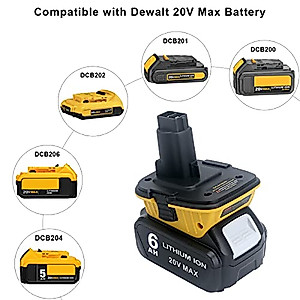 Elefly 2 Pack 18V to 20V Adapter DCA1820 Compatible with Dewalt 20V Lithium Battery DCB206 DCB204 DCB203, Replacement for Dewalt 18V NiCad & NiMh Tool Battery DC9096 DC9098