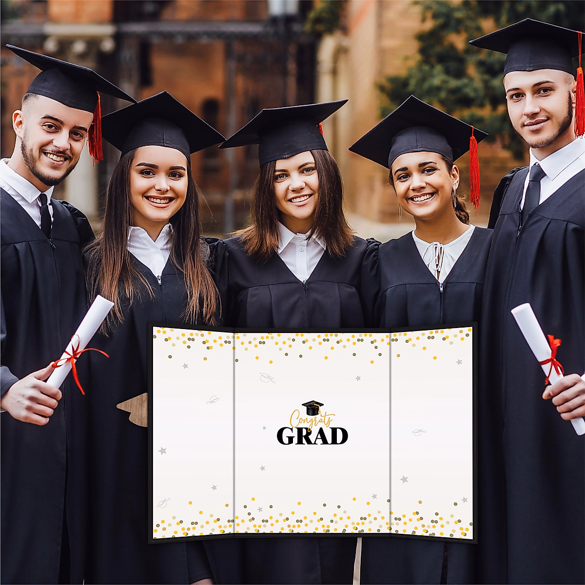 DYIRBIIY Graduation Signature Board - Class of 2024 - Confetti Black 18"X12" Grad Guest Book Alternative for College & High School Students, Congrats Graduate Gift, Party Supplies & Decorations - A04