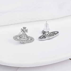Medsor Saturn Earrings Aesthetic Cubic Zircon Silver Saturn Stud Earring