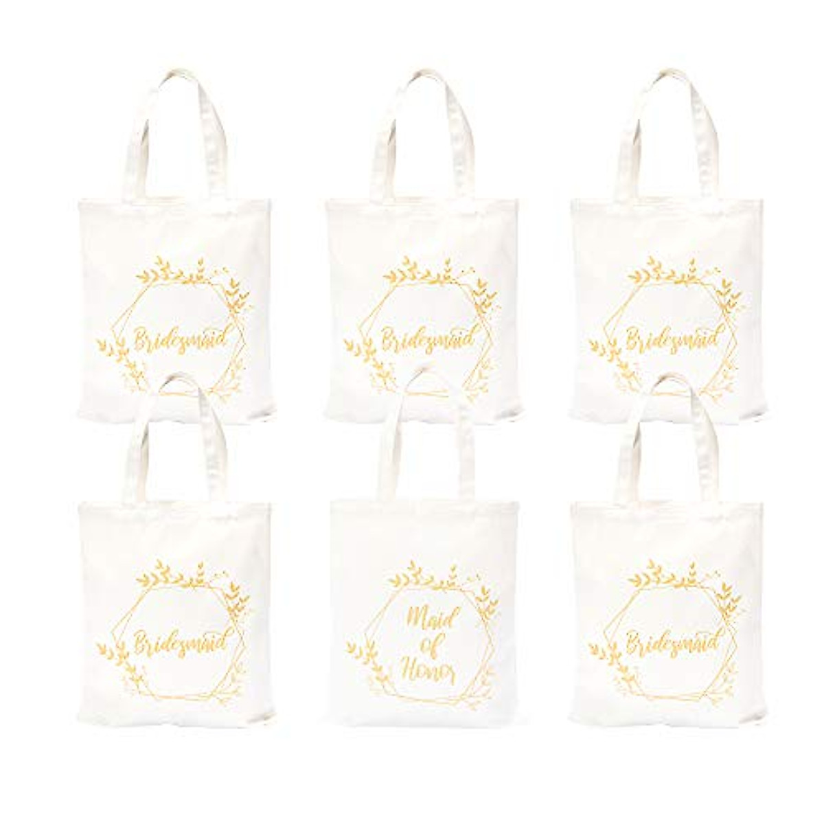 Pop Fizz Designs Bridesmaid Bags | 5 Bridesmaid Tote bags | 1 Maid of Honor Tote Bag (6 pack)