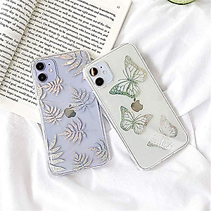 LUSAMYE Compatible with iPhone 12 and iPhone 12 Pro Case with Screen Protector,Clear Cute Butterfly Design Soft TPU Electroplated Cover Bling Glitter Cool Slim Trendy Pattern for Girl Women Phone Case