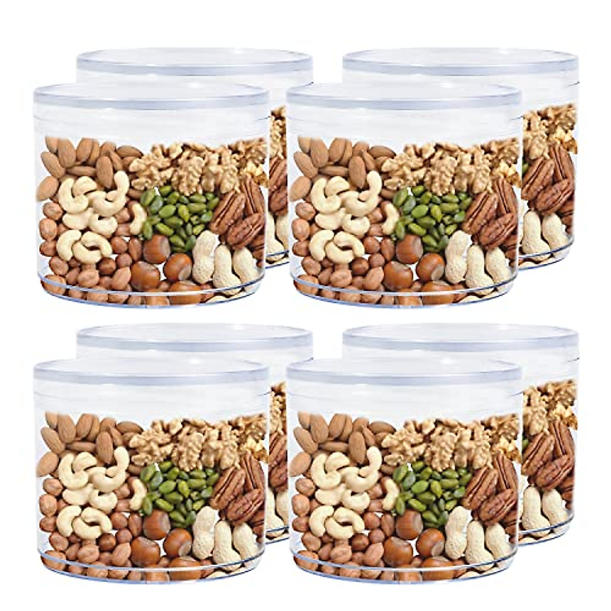 novelinks 40 Pack 8 Ounce Clear Plastic Pot Jars with Lids - Refillable Leak Proof Plastic Container Jars for Travel Storage & Household Storage (Circular)