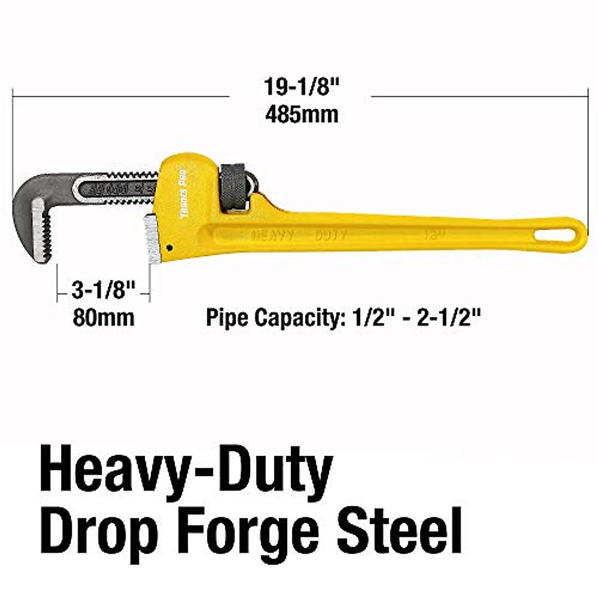 Tradespro 830918 18-Inch Heavy Duty Pipe Wrench, Yellow