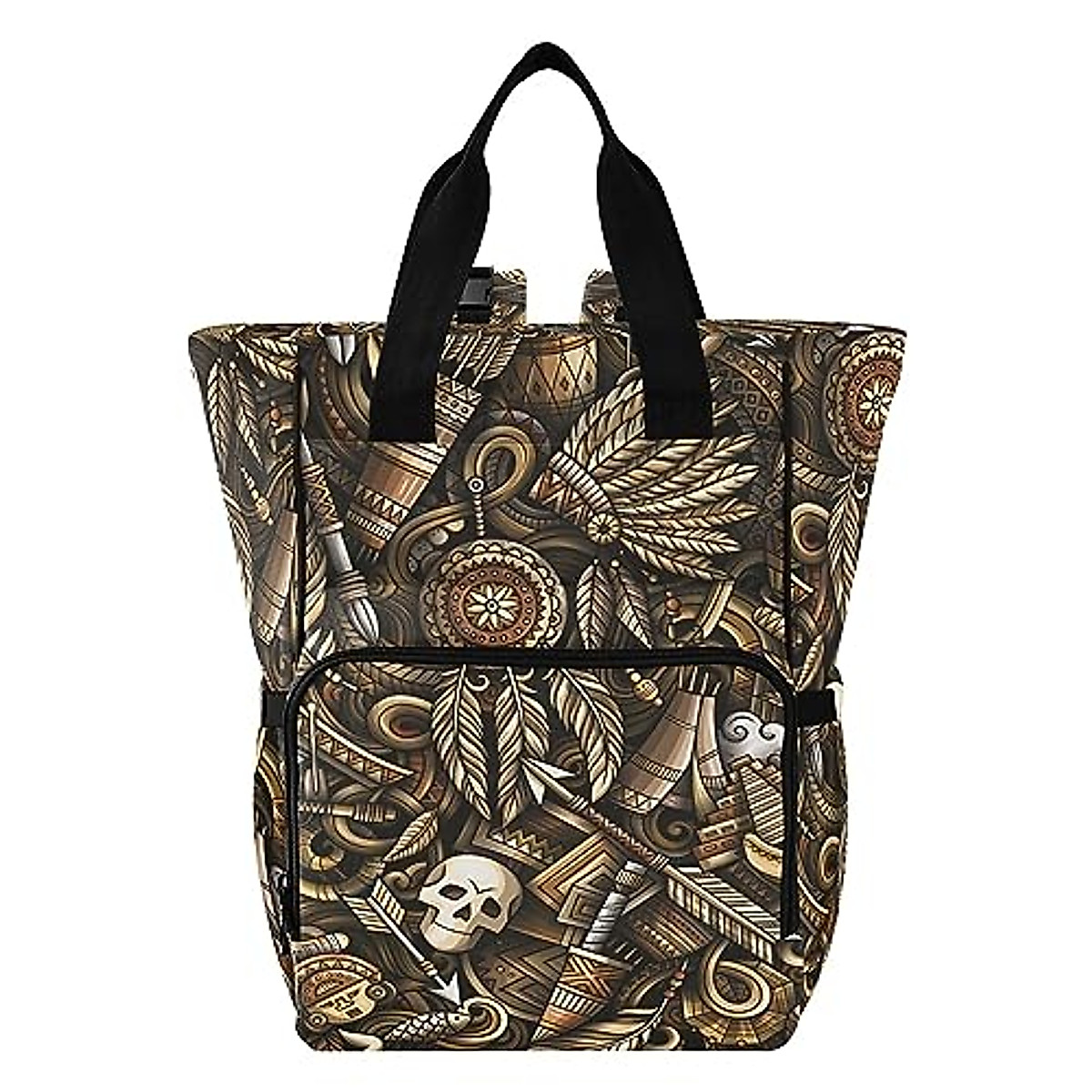 ZENWAWA Ethnic Native American Diaper Bag Backpack for Mom Dad with Insulated Feeding Bottle Inserts Large Baby Changing Bag with Stroller Straps 11.02×5.91×15.3 IN