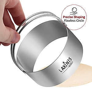 Laxinis World Biscuit Cutter Set, 5 Pieces Round Cookies Cutters with Handle, 18/8 Stainless Steel Graduated Circle Pastry and Dough Cutters