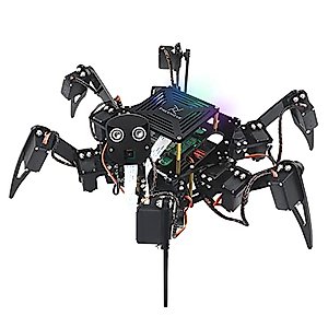 FREENOVE Big Hexapod Robot Kit for Raspberry Pi 4 B 3 B+ B A+, Walking, Self Balancing, Live Video, Face Recognition, Pan Tilt, Ultrasonic Ranging, Camera Servo (Raspberry Pi NOT Included)