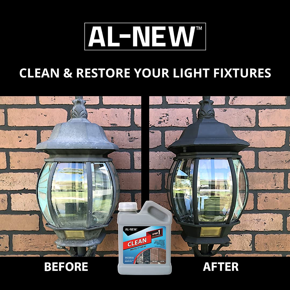 AL-NEW Step 1 Clean | Cleaning Solution for Outdoor Patio Furniture, Garage Doors, Window Frames, Exterior Lights & Fencing (16 Ounce)