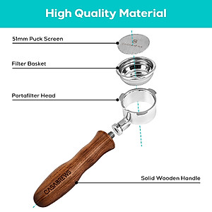CASABREWS Professional Espresso Maker Cappuccino Machine with Steam Milk Frother & 51mm Bottomless Portafilter with Filter Basket and Puck Screen