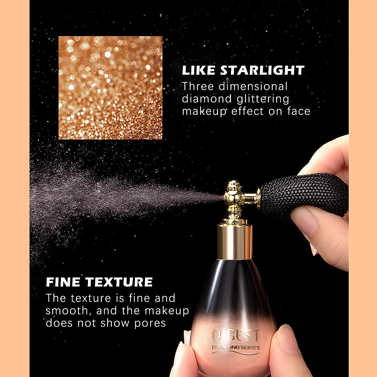 NewBang 3pcs Highlighter Loose Powder Spray Glitter High Gloss Spray Shimmer Shimmering Sparkle Powder Body Glitter Makeup Spray for Face Body Hair Nails Christmas Party Cosmetic Gift Set for Women