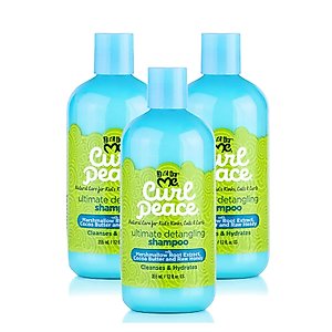 Just For Me Curl Peace Ultimate Detangling Shampoo (3 Pack) - Cleanses & Hydrates, Contains Marshmallow Root Extract, Cocoa Butter & Raw Honey, Sulfate Free, No Animal Testing, 12 oz