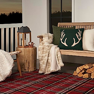 Nourison Grafix Red 7' x 10' Area Rug, Modern, Plaid, Bed Room, Living Room, Dining Room, Kitchen, Easy Clean, Non Shedding (7x10)