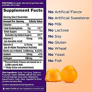 Nature's Bounty Hair, Skin & Nails with Biotin and Collagen, Citrus-Flavored Gummies Vitamin Supplement, Supports Hair, Skin, and Nail Health for Women, 2500 mcg, 80 Count