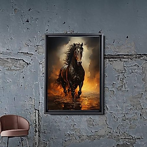 Majestic Black Stallion Galloping In The Clouds, Black Horse On Salt Flats, Canvas Print, Black Horse Print, Black Horse Wall Art, Wall Art, Art Decor