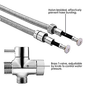 JIYTG Toilet Sprayer Kit Brass Shower Sprayer Replacement Spray for Premium Cloth Diaper Sprayer Bidet Spray Gun Set high Pressure Stainless Steel Spray Gun with Full Copper tee Mount