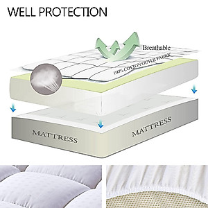 EASELAND RV King Mattress Pad Pillow Top Mattress Cover Quilted Fitted Mattress Protector Cotton Top 8-21" Deep Pocket Cooling Mattress Topper (72x80 Inches, White)